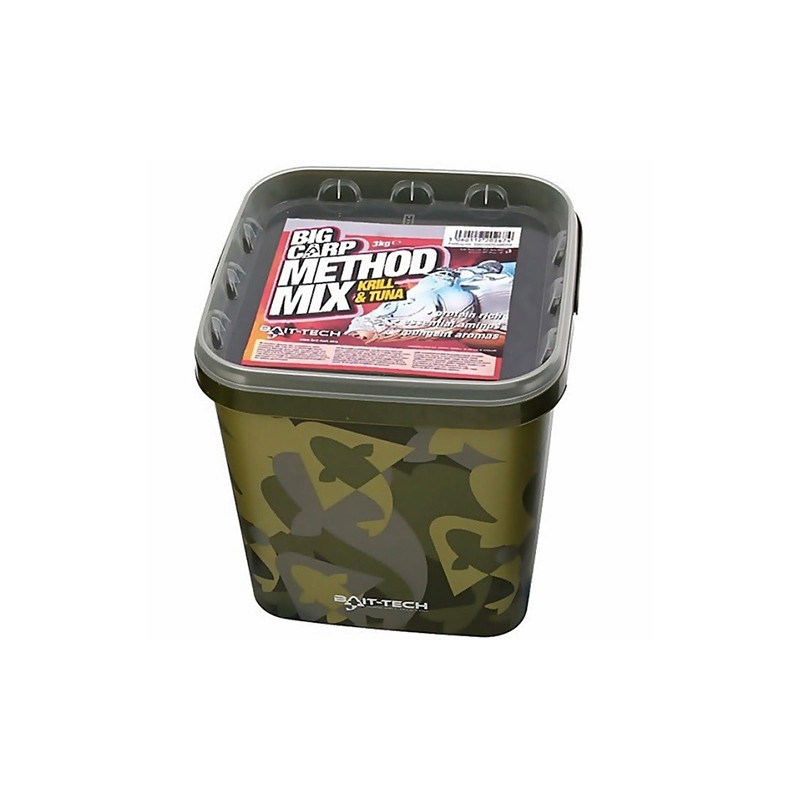Pastura Bait-Tech Camo Bucket Big Carp Method Mix Krill and Tuna, 3kg